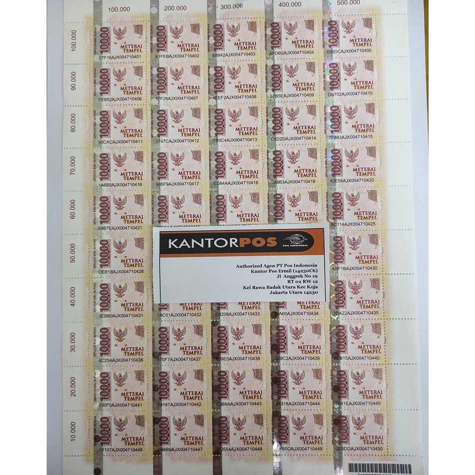Jual Model Terkini Meterai atau Materai Rp 10000 (50 Pcs/Keping ...