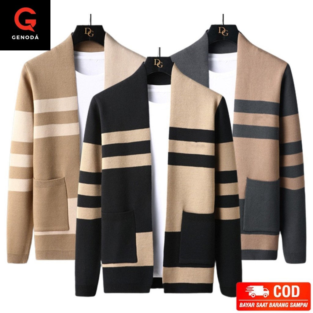 Jual Cardigan Rajut Genoda Pablo Jacket Rajutan Pria Keren Kombinasi ...