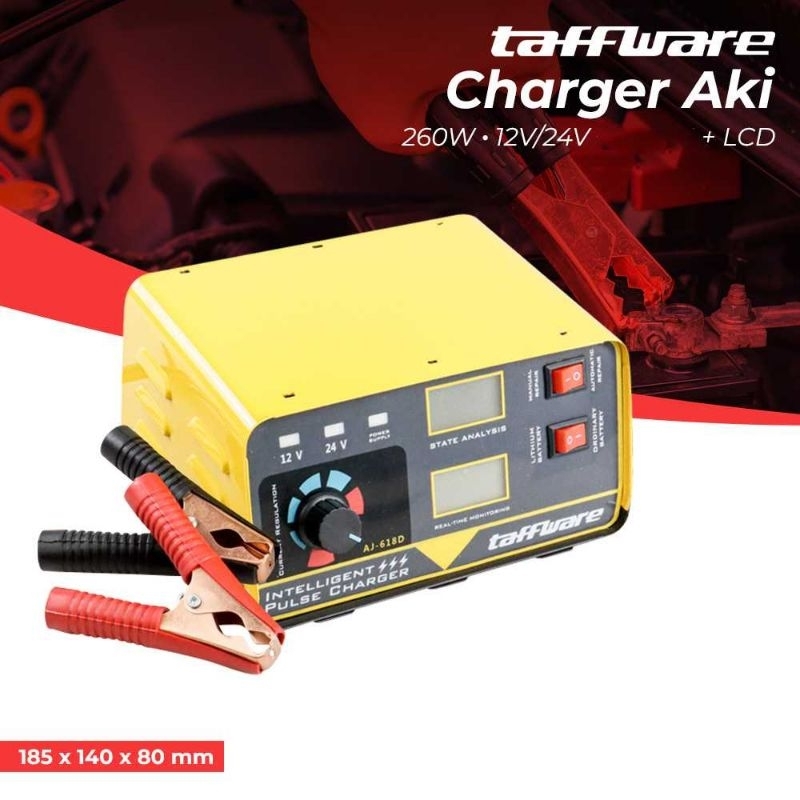 Jual Taffware Charger Aki 260W 12V/24V + LCD Display - AJ-618D | Shopee ...