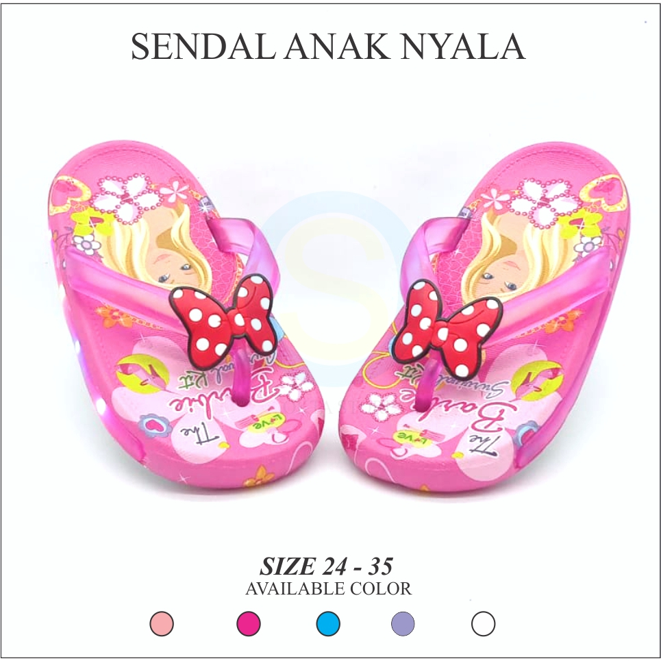Jual SENDAL NYALA ANAK PEREMPUAN IMPORT MOTIF PITA BARBIE / SENDAL LED ...