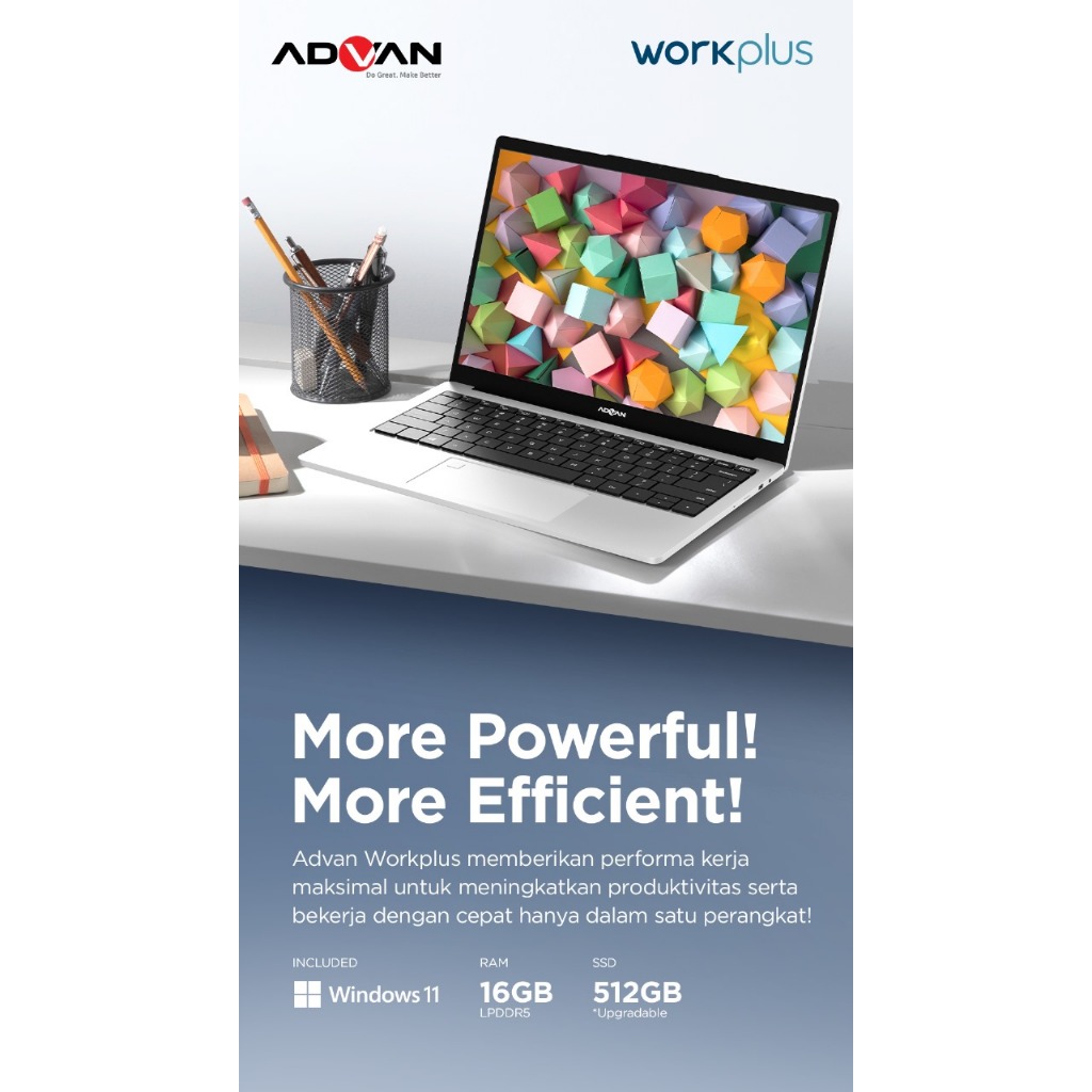 Jual ADVAN Laptop WorkPlus AMD Ryzen 7 7735HS RAM16/ SSD 512GB W11 14 ...