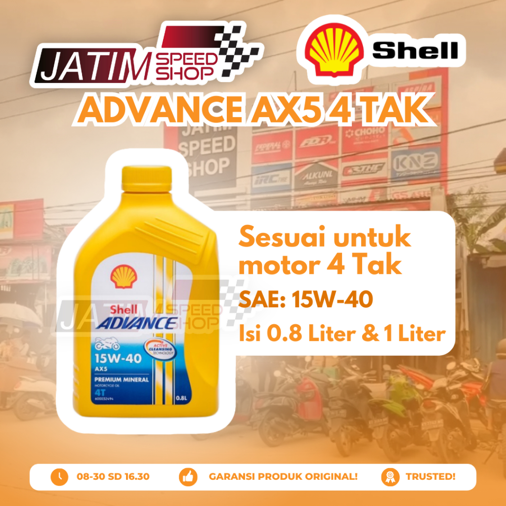 Jual Oli Shell Advance AX5 4 Tak SAE: 15W-40 Original 800ML & 1 LT ...