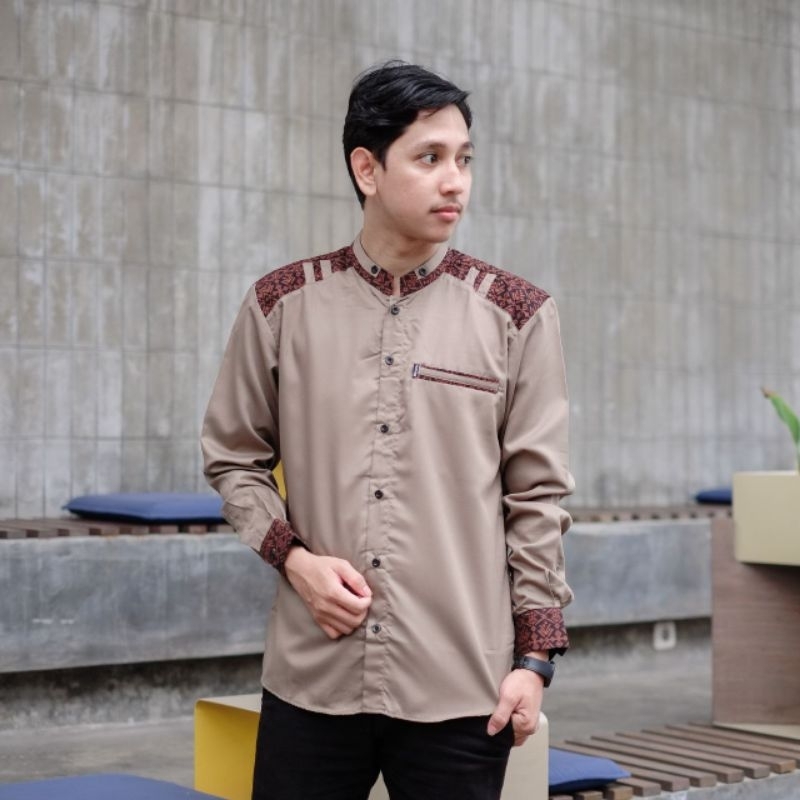 Jual Baju Koko Hadroh Lengan Panjang El Rumi Motif Adidis Kombinasi ...