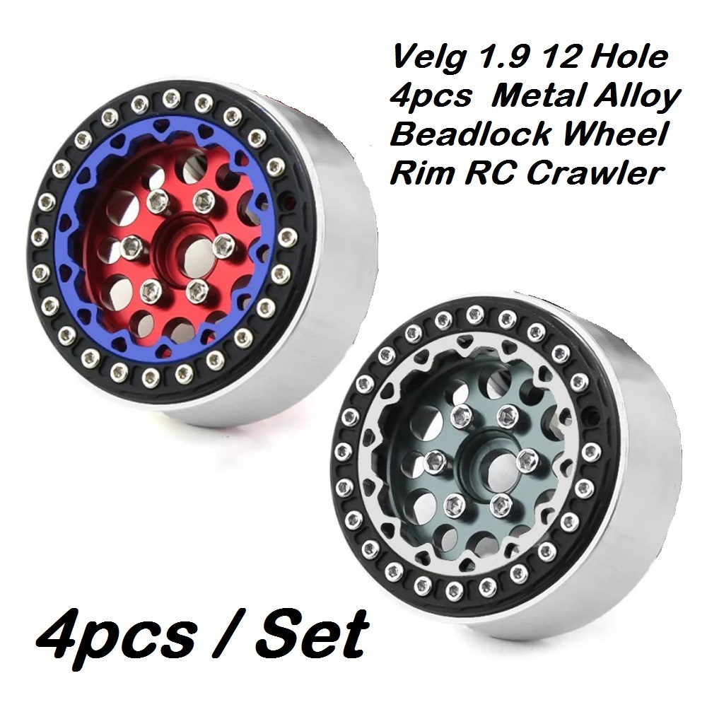 Jual Velg 1.9 12 Hole 4pcs Alloy Beadlock Wheel Rim RC Crawler Axial ...