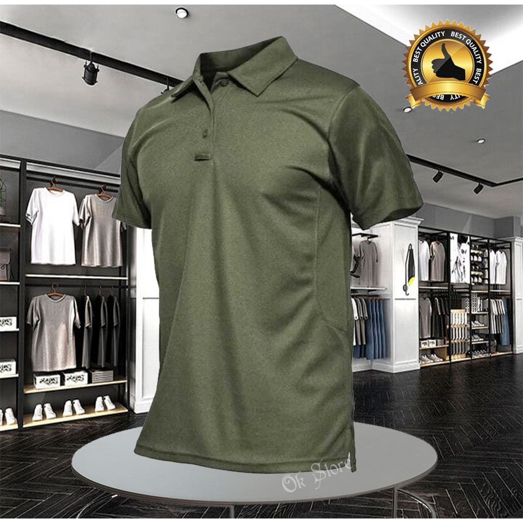 Jual Kaos Kerah Polo POLOS Shirt Cotton CVC Pique Knit 24s Pria & Wanita ARMY | Shopee Indonesia