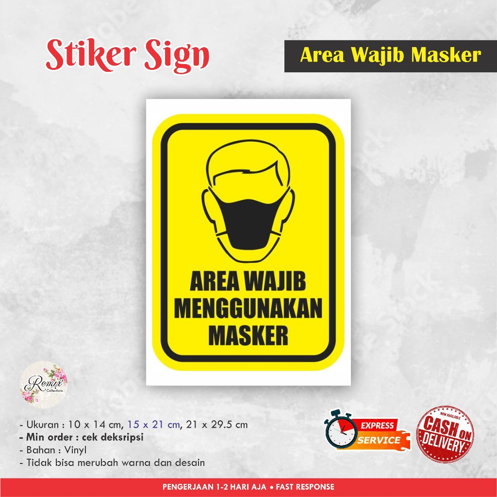 Jual STIKER SIGN AREA WAJIB MENGGUNAKAN MASKER VINYL / STIKER ...