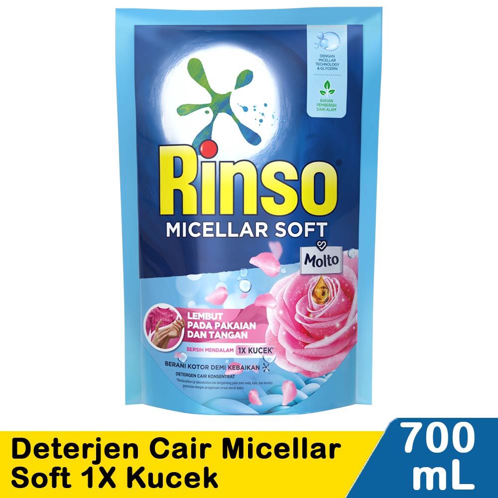 Jual Rinso Detergen Deterjen Liquid Cair Micellar Soft 700mL / 700 ml ...