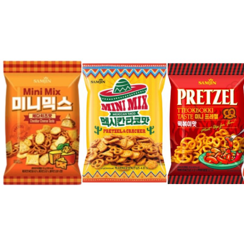 Jual Samjin Mini Mix Pretzel & Cracker Cheddar Cheese / Minimix Mexican ...