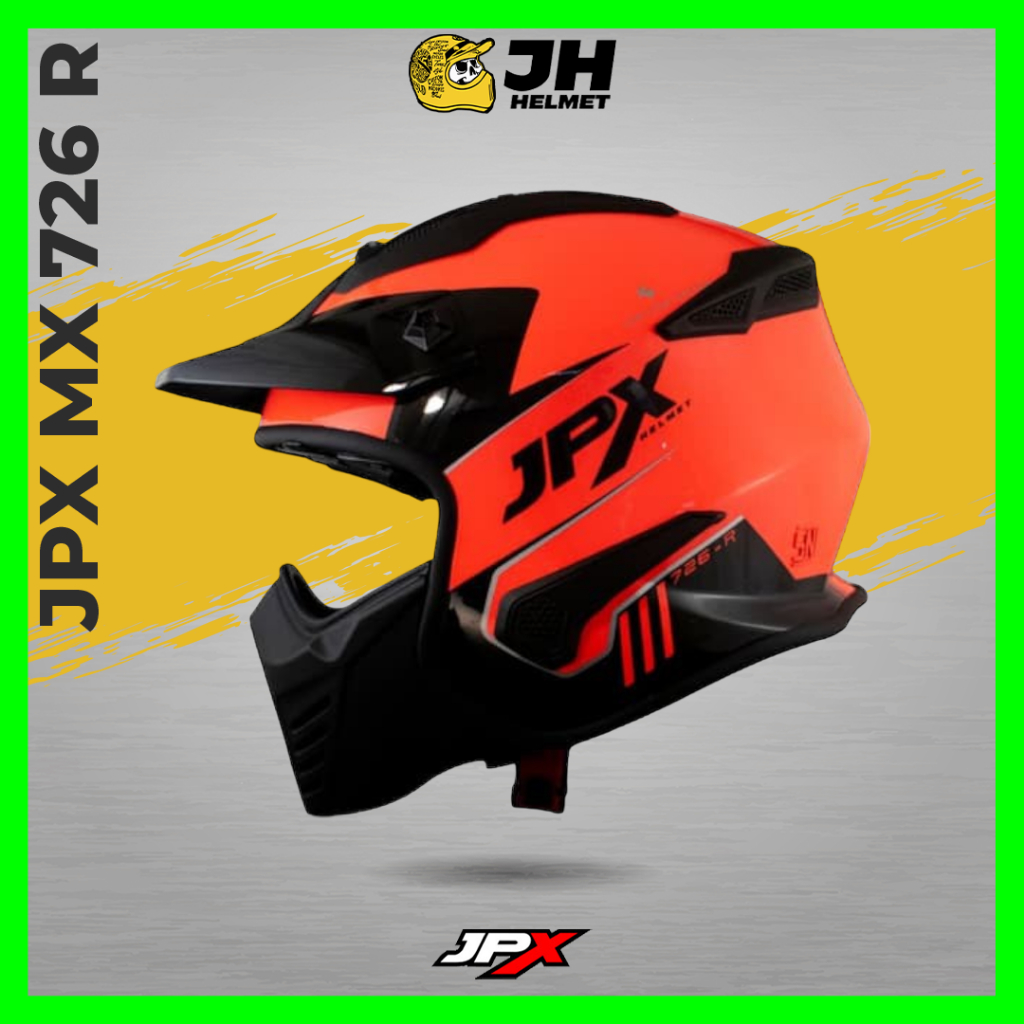 Jual Helm JPX MX 726R Solid Red Fluo Black Glossy | Helm Full Face | Helm Modular | JUAL HELM ...