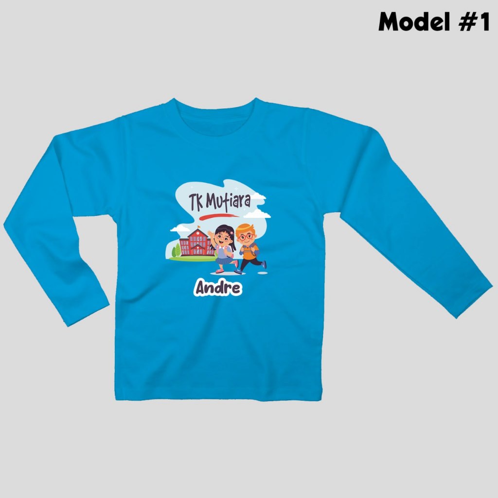 Jual Kaos Anak TK/Paud Custom Sablon Nama Sendiri dan Sekolah Usia 1-12 Th Tangan Panjang ...