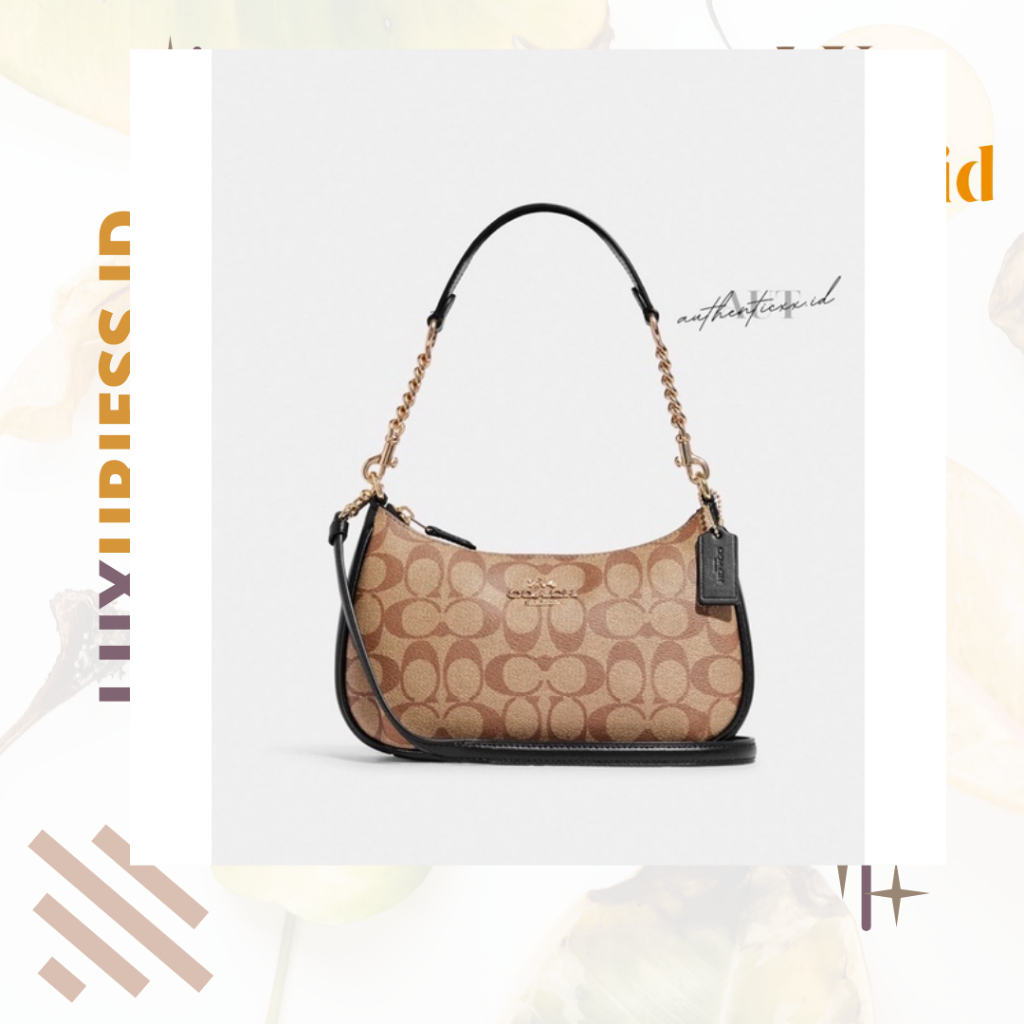 Jual COACH TERI SHOULDER BAG IN SIGNATURE KHAKI BLACK | Shopee Indonesia