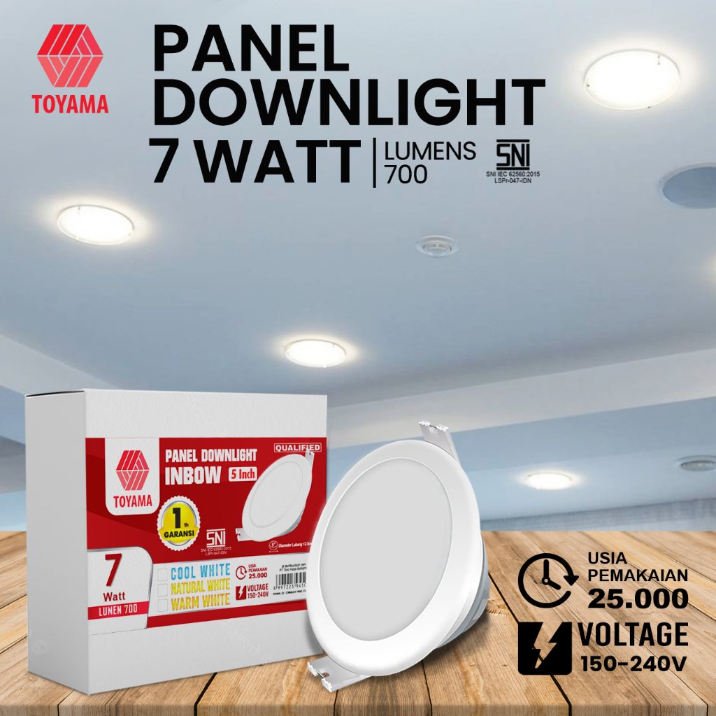 Jual Lampu LED TOYAMA DOWNLIGHT / Slim Downlight / Panel LED Inbow 7W | Shopee Indonesia