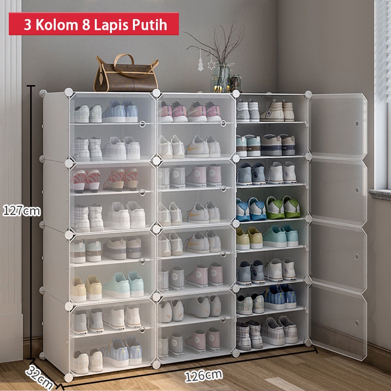 Jual HOMIX Rak Sepatu Tertutup Shoe Box Storage Anti Debu 4/6/8 Layer ...