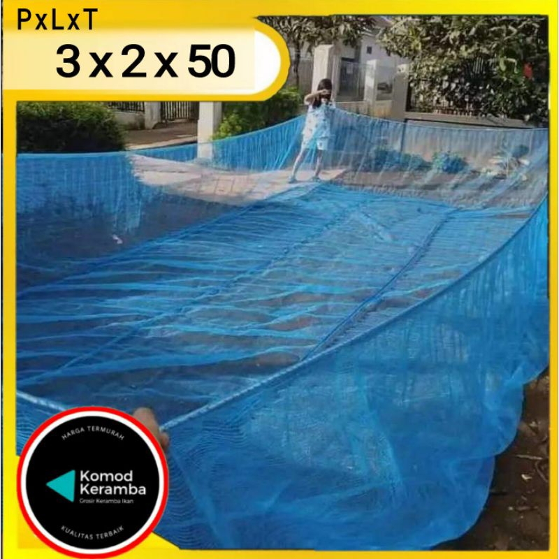 Jual keramba ikan 3x2x50 jaring polinet biru kerambah burayak karamba ...