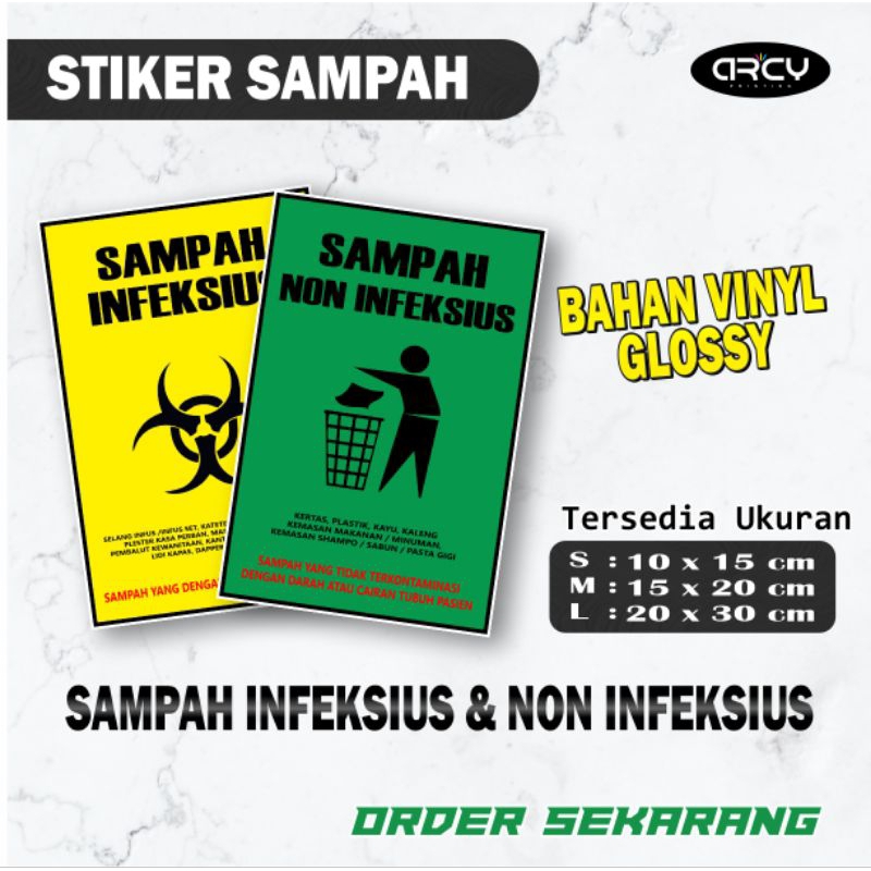 Jual Sign Sticker limbah Sampah Infeksius / limbah Sampah non infeksius ...