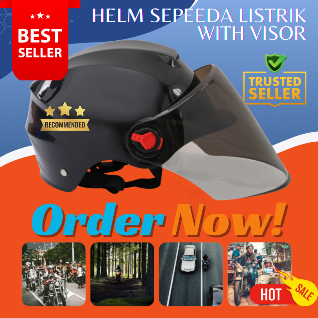 Jual Tym Helm Sepeda Skuter Listrik Half Face Helmet With Visor Hs85