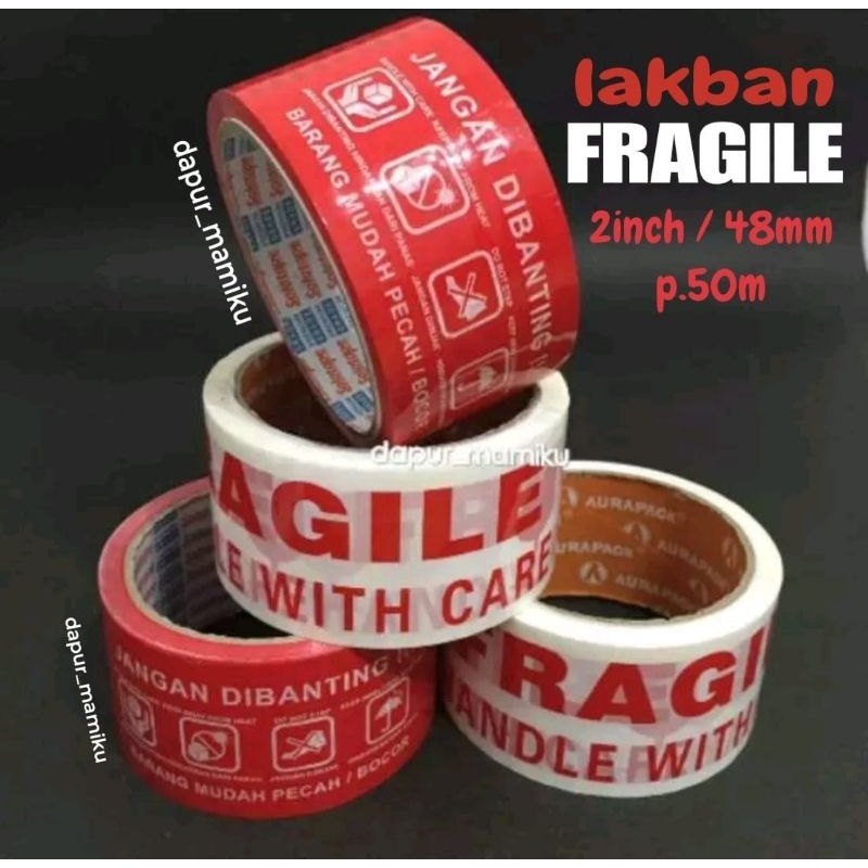 Jual DAPURMAMI ( Lakban Fragile ) Merah Putih 48mm x 50m Isolasi Solasi ...