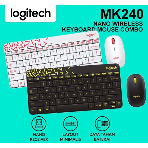 Jual Logitech MK240 Nano Receiver Wireless Mouse Keyboard | Shopee ...