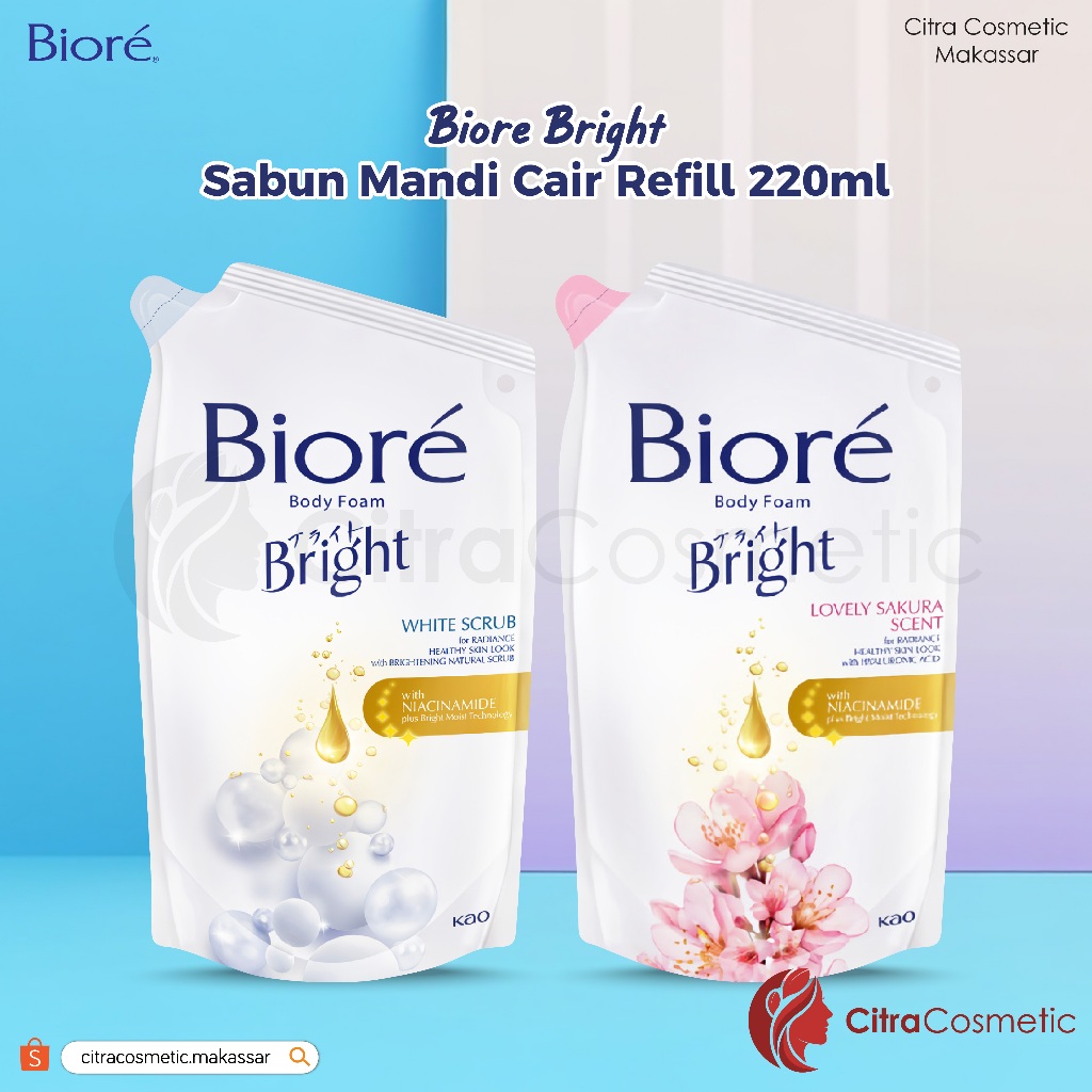 Jual Biore Body Foam Bright Refill Series 220 Ml | Shopee Indonesia