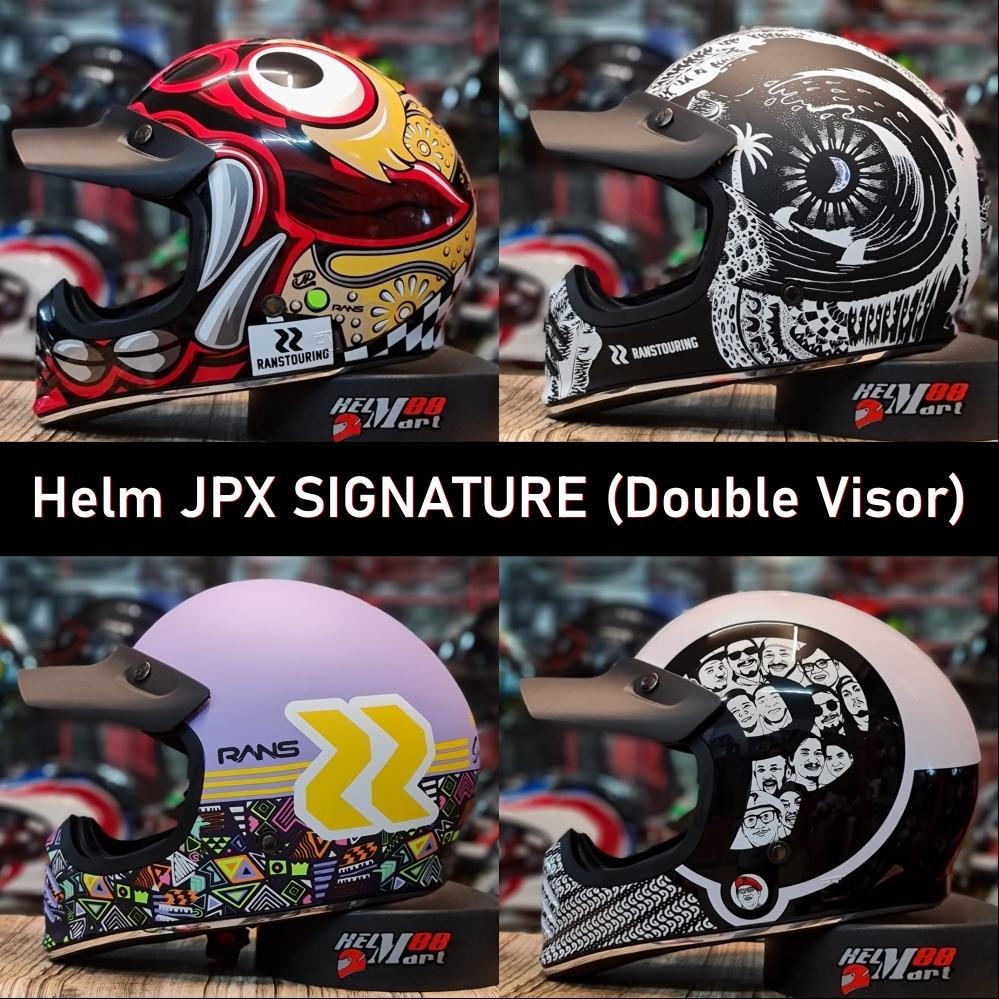 Jual JPX Signature Motif Helm Cakil with Inner Visor Helm JP Signature ...