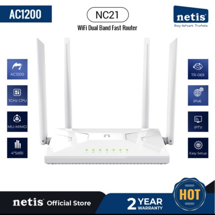 Jual Netis NC21 AC1200 Wireless Dual Band Router dg 4 Antenna | Shopee Indonesia