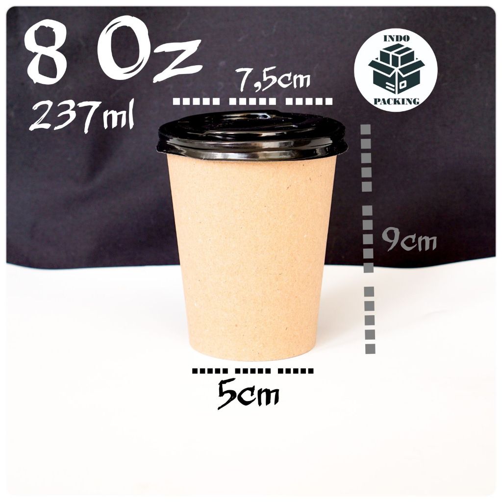 Jual (isi 50) Paper Cup Kraft 8Oz 8 Oz / Gelas Kertas Coklat / Gelas Sekali Pakai | Shopee Indonesia