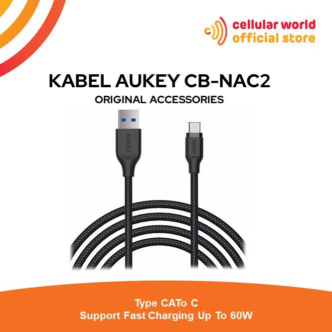 Jual Kabel Data Aukey CB-NAC2 Braided Nylon Type A To C | Shopee Indonesia