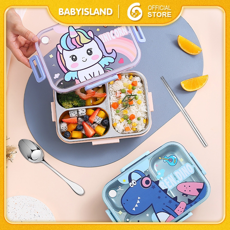 Jual Happy Lunch Box Kotak Bekal 304 Stainless Steel Anak Karakter Lucu Motif Bebek Dino Unicorn ...