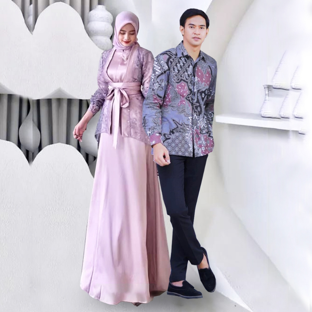 Jual Couple Gamis Outer Brokat Polos Baju Wisuda Lamaran Kekinian ...