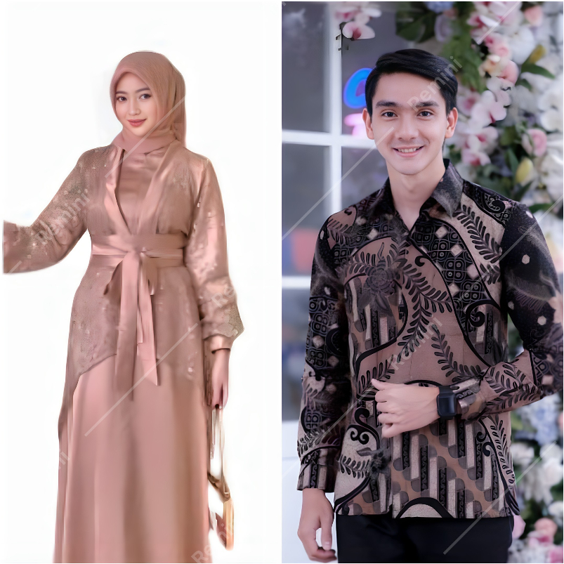 Jual Couple Gamis Outer Brokat Polos Baju Wisuda Lamaran Kekinian ...