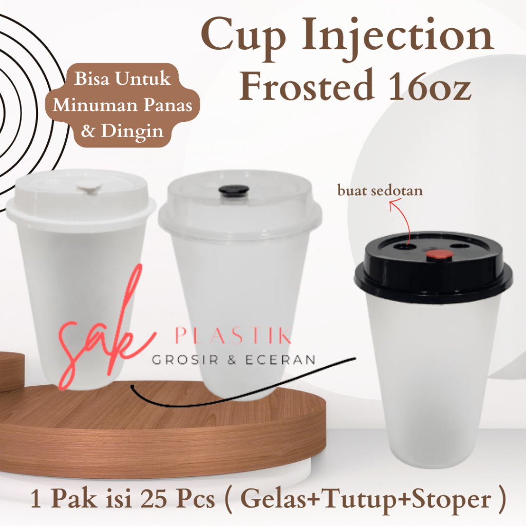 Jual Gelas Cup Injection Frosted 500ml 16oz Isi 25 Pcs l Cup Boba l Cup ...