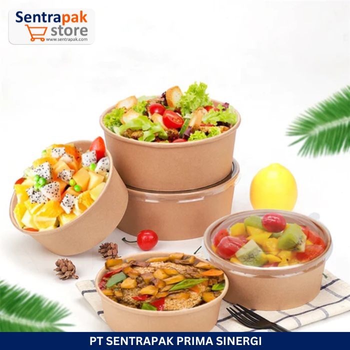 Jual Paper Bowl 500ml, 650ml, 800ml, 1000ml Kraft & Putih - dengan ...