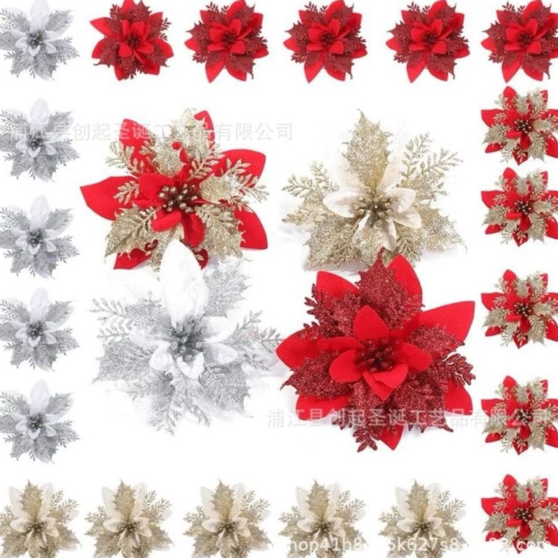 Jual Bunga natal merah hiasa katsuba dekorasi parcel kado natal ...