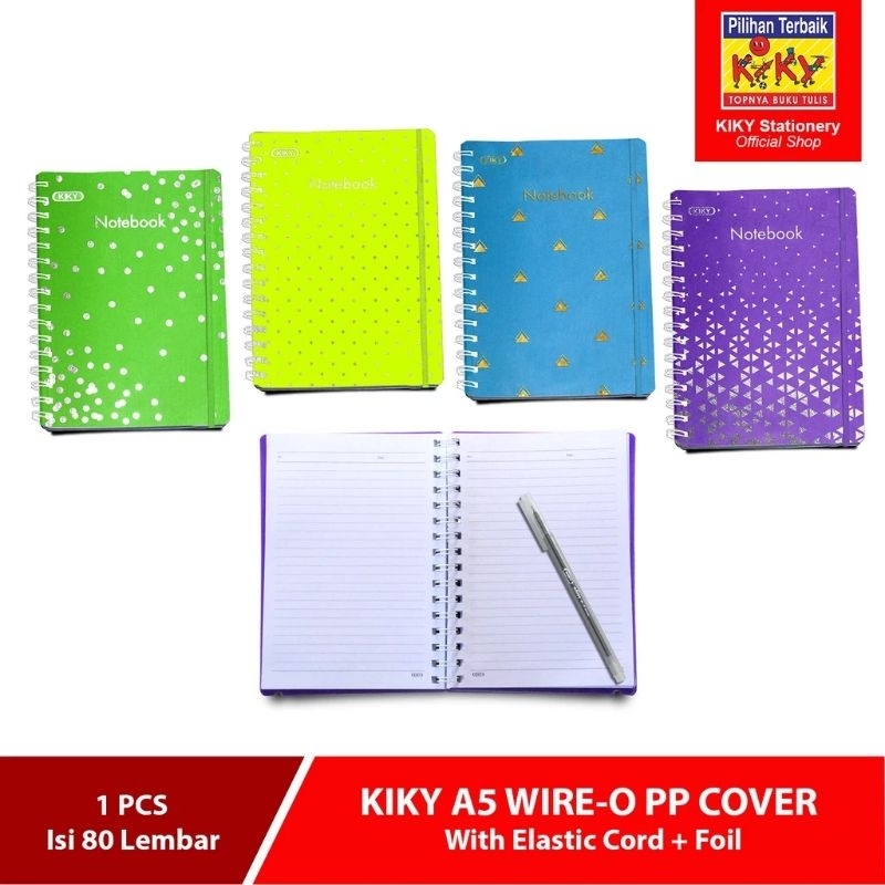 Jual Notebook Kiky Spiral A5 Wire-O PP Elastic Cord (1 pcs) | Shopee Indonesia