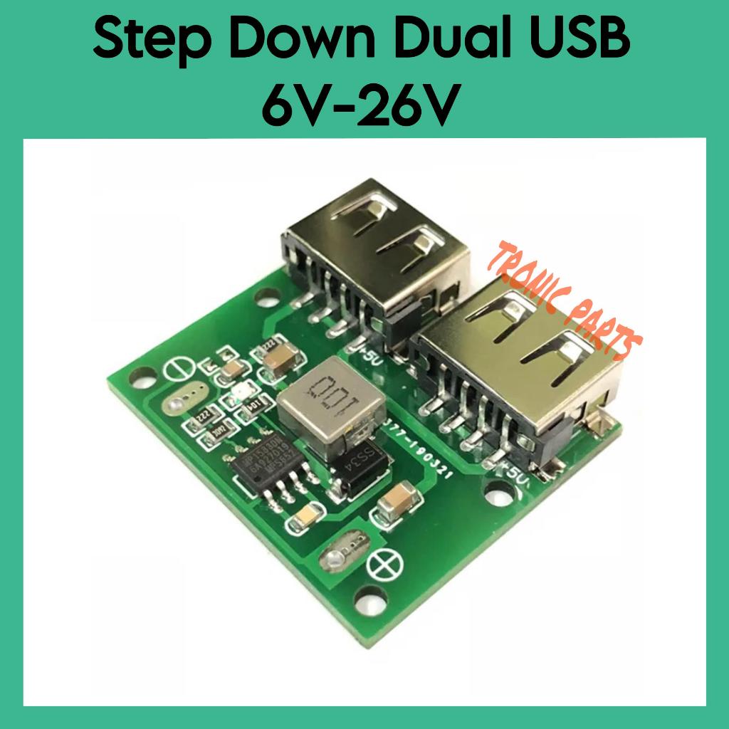 Jual Step Down Dual USB 6V-26V to 5v 3A Charger Module Buck Converter ...