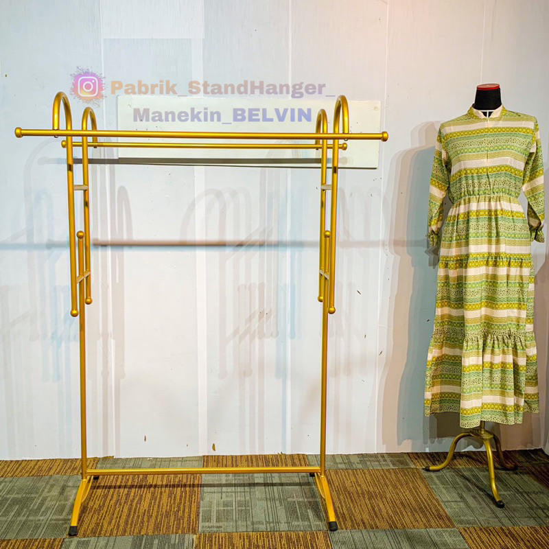 Jual StandHanger 2 Sisi Kerajaan Gold | Display Baju Mewah 150 CM ...