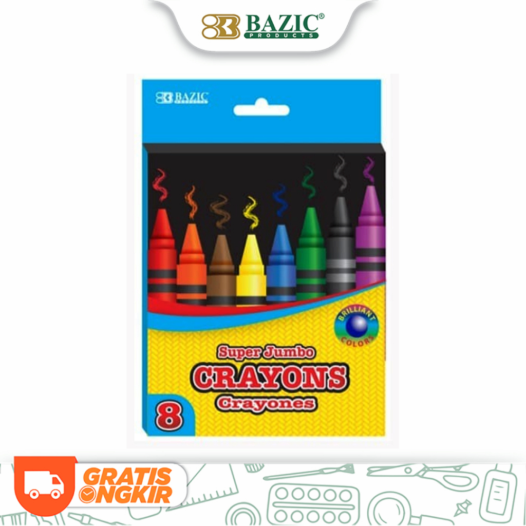Jual Bazic 8 Colors Super Jumbo Crayons - Krayon Besar 8 Warna | Shopee ...