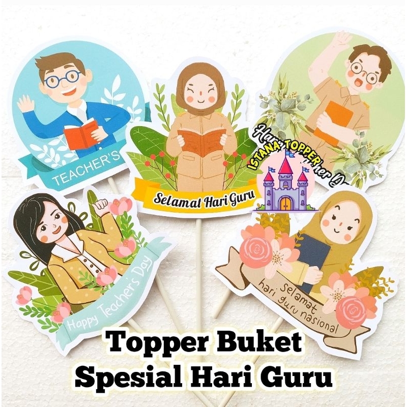 Jual Topper Bouquet Hari GURU / Topper Buket / Topper Guru | Shopee ...