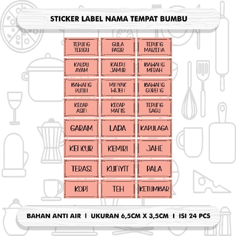Jual Stiker Label Tempat Bumbu Dapur Label Nama Tempat Bumbu Sticker ...