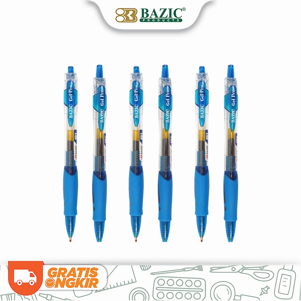 Jual Bazic Gel Pen B1 Blue - Pulpen Gel / Pen Cetek Tinta Biru Satuan ...