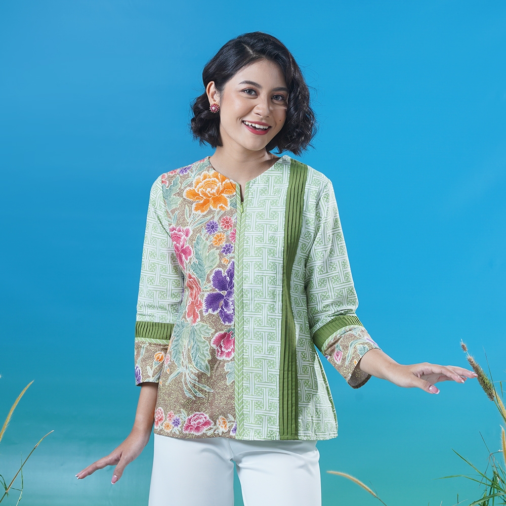 Jual NONA RARA-Warena Encim T2498,Baju kerja blouse batik wanita modern ...