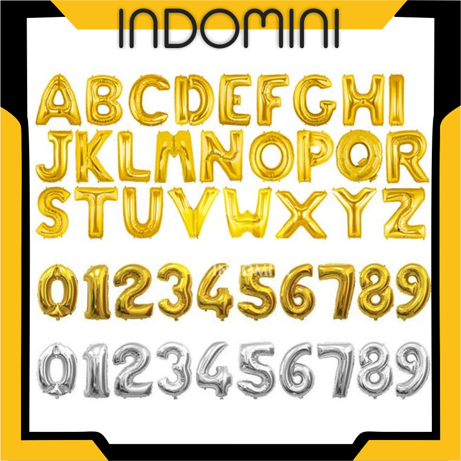 Jual INDOMINI Balon Huruf Angka 40cm Satuan / Balon Alphabet A-Z Balon ...