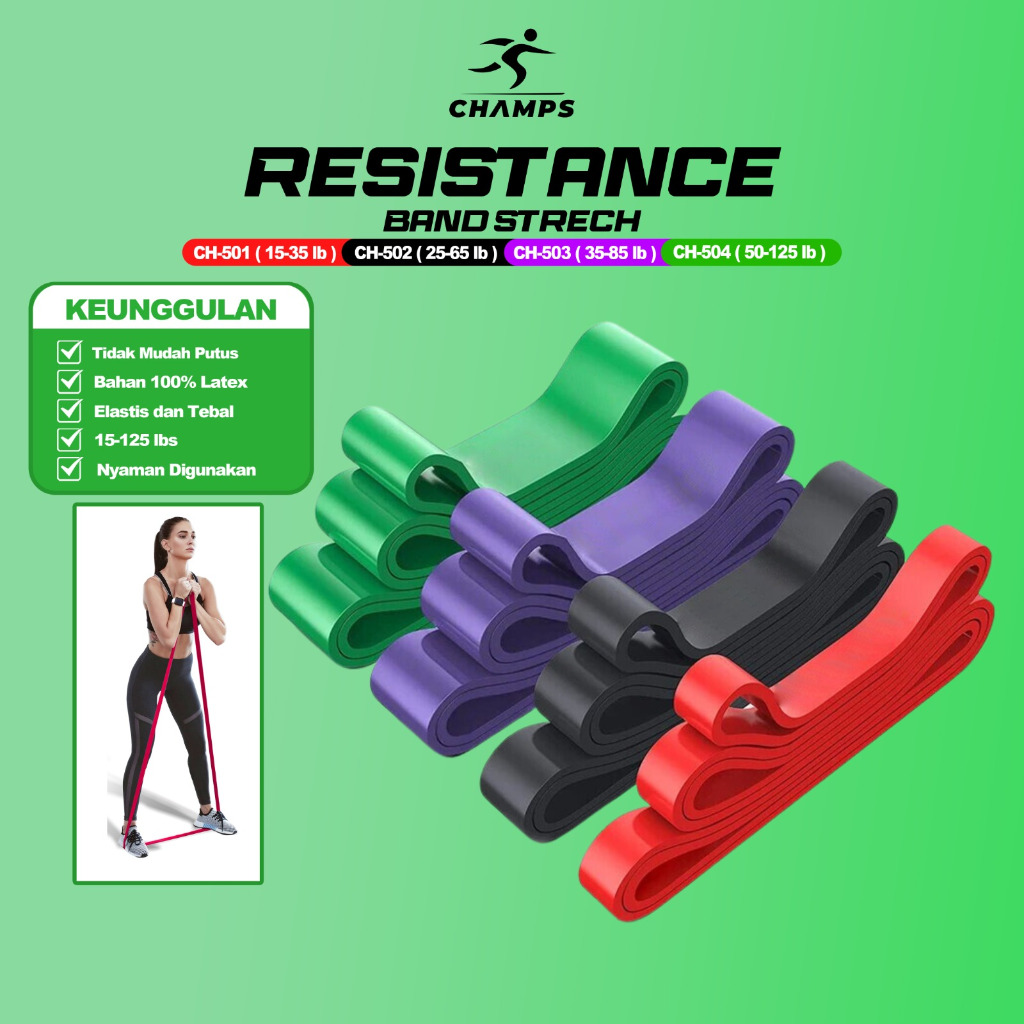 Jual Champs Resistance Band Loop Bands Tali Karet Elastis Fitness Yoga ...