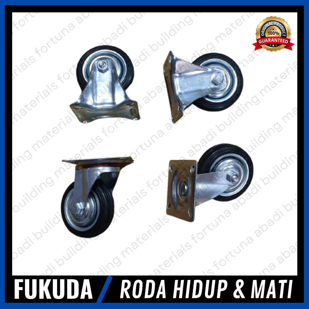 Jual Roda Hidup + Roda Mati Fukuda Ukuran 3" 4" 5" 6" 8"inch | Shopee Indonesia