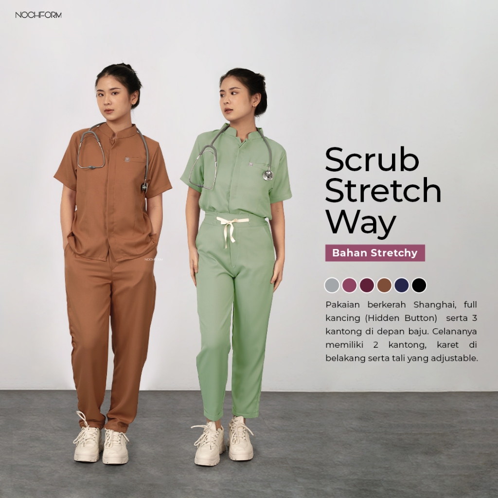 Jual 𝐍𝐎𝐂𝐇 𝐅𝐎𝐑𝐌 Scrub Stretch Way Lengan Pendek / Doctor’s Scrub/ Set ...