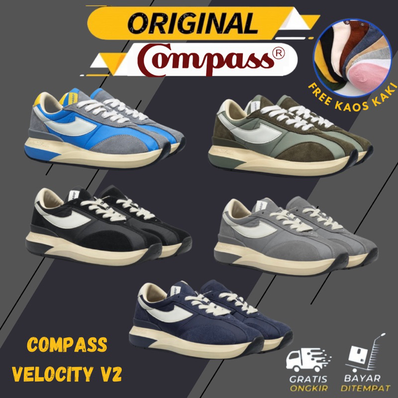 Jual [ORIGINAL] Compass Velocity Black / Grey / Navy / Blue Yellow ...