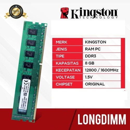 Jual Kingston Ram memory PC DDR3 PC12800 2GB 4GB 8GB/ Longdimm ddr3 2GB 4GB 8GB | Shopee Indonesia