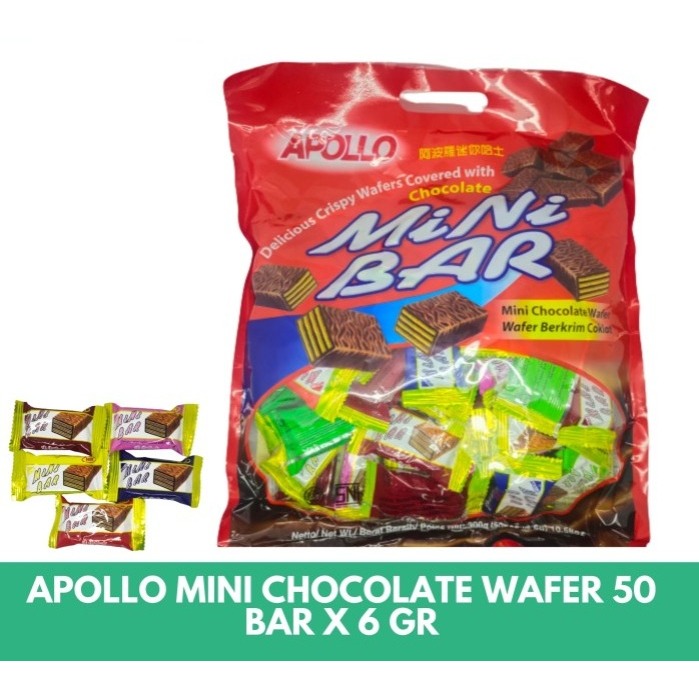 Jual APOLLO MINI CHOCOLATE WAFER 50 BAR X 6 GR MURAH | Shopee Indonesia