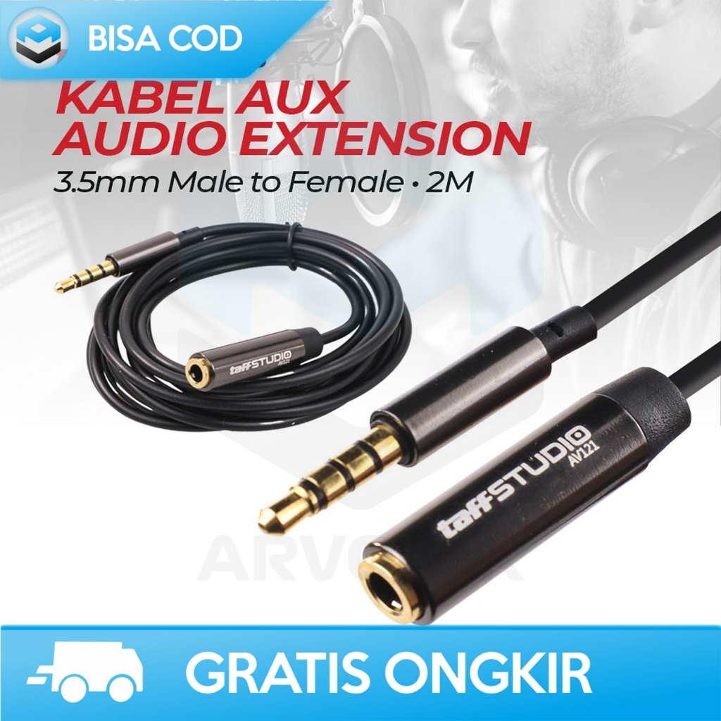 Jual KABEL AUX AUDIO EXTENSION 3.5mm MALE TO FEMALE 200cm PERPANJANG AV121 | Shopee Indonesia