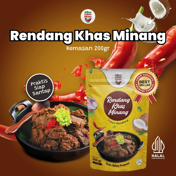 Jual Rendang Khas Minang Siap Santap Produk Dapur Mami Kikas Berat 200 gram isi 4-5 potong ...